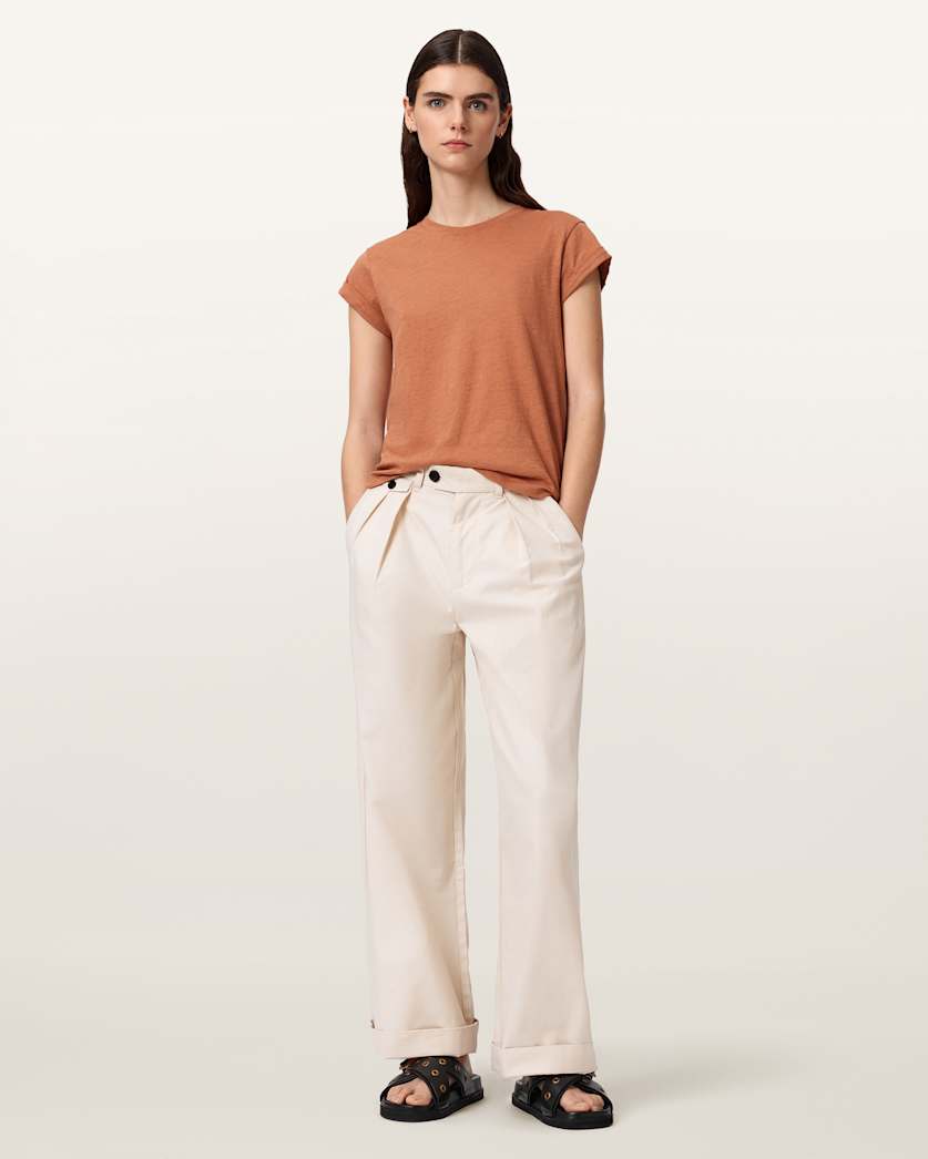 Anna Crew Neck Short Sleeve T-Shirt PECAN BROWN | ALLSAINTS